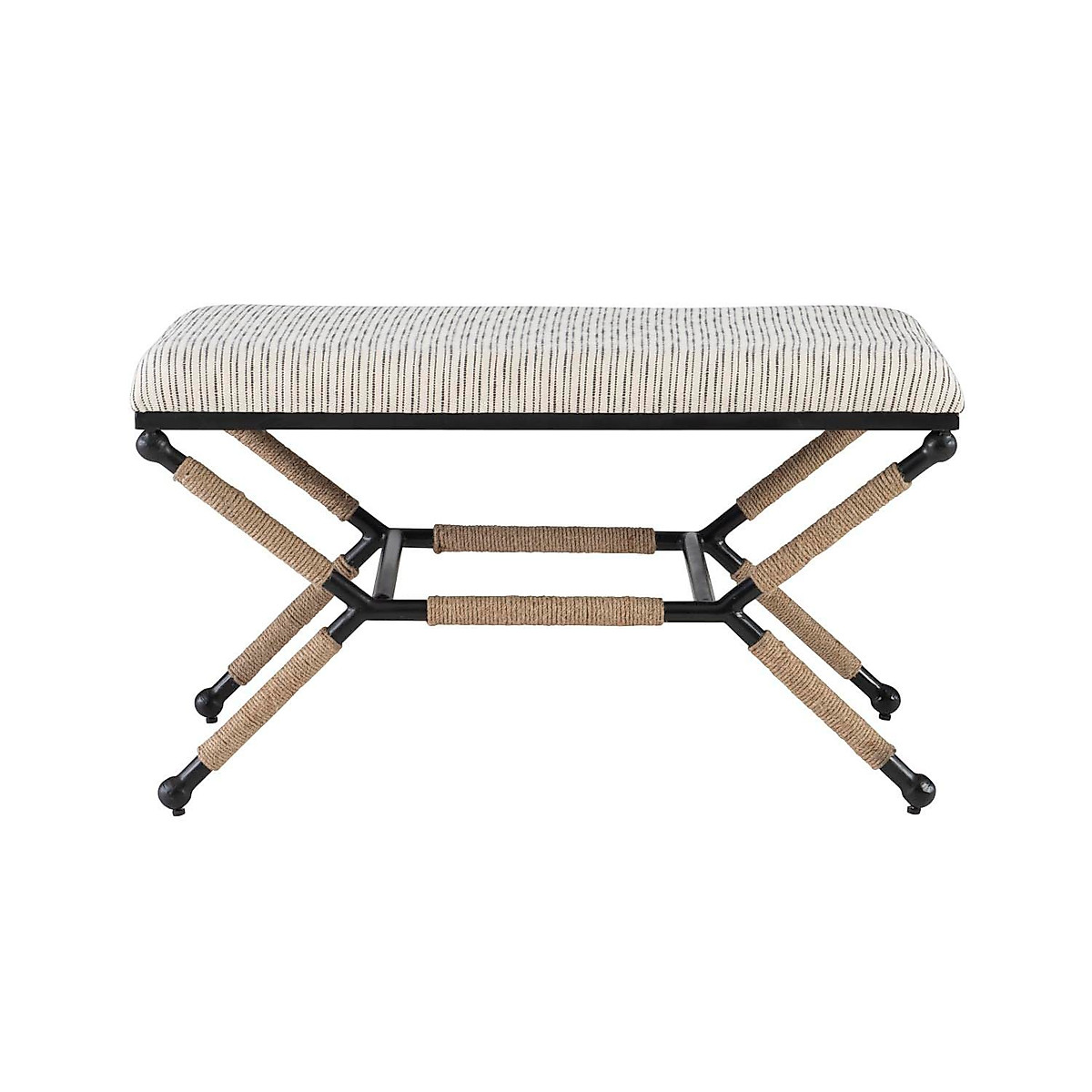 Linon Ashburn Campaign Bench Striped