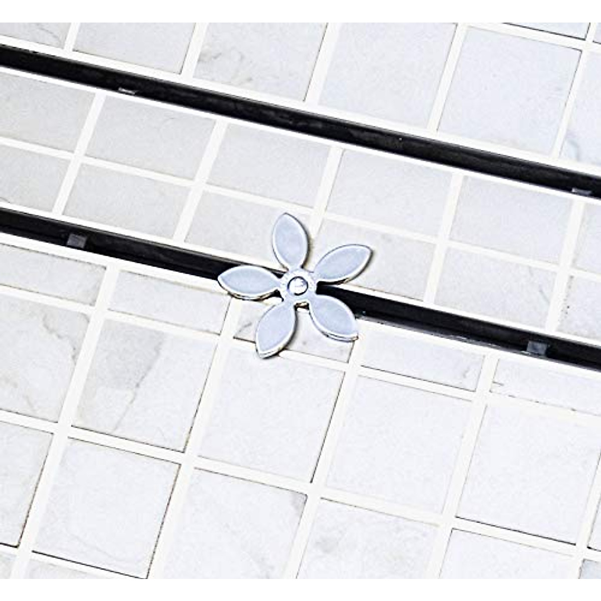 DrainWig Shower Drain Hair Catcher, Disposable Drain Protector, Silver Flower, 2 Pack