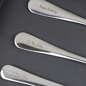 Custom Engraved Cutlery,Customized Tableware Set With Gift box, Personalized Lettering Name Fork/Knife/Spoon Stainless Steel Cutlery, Customized Gifts For Mama Nana Papa. (Silver)
