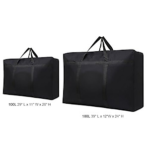 IWEIK Canvas Extra Large Storage Bags Duffle Bags Organizer Bags for Space Saving Moving Storage (100L, Black)