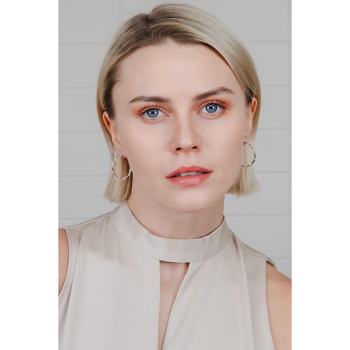 Sterling Silver Chain Wrap Clip-On Hoop Earrings, 30mm