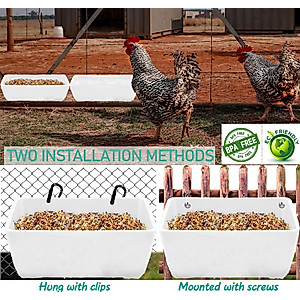 2 Pack Feeder Feed Trough and Waterer Bucket with Clips Chicken Hanging Poultry Feed Trough for Goat Sheep Deer Poultry Duck Chicken