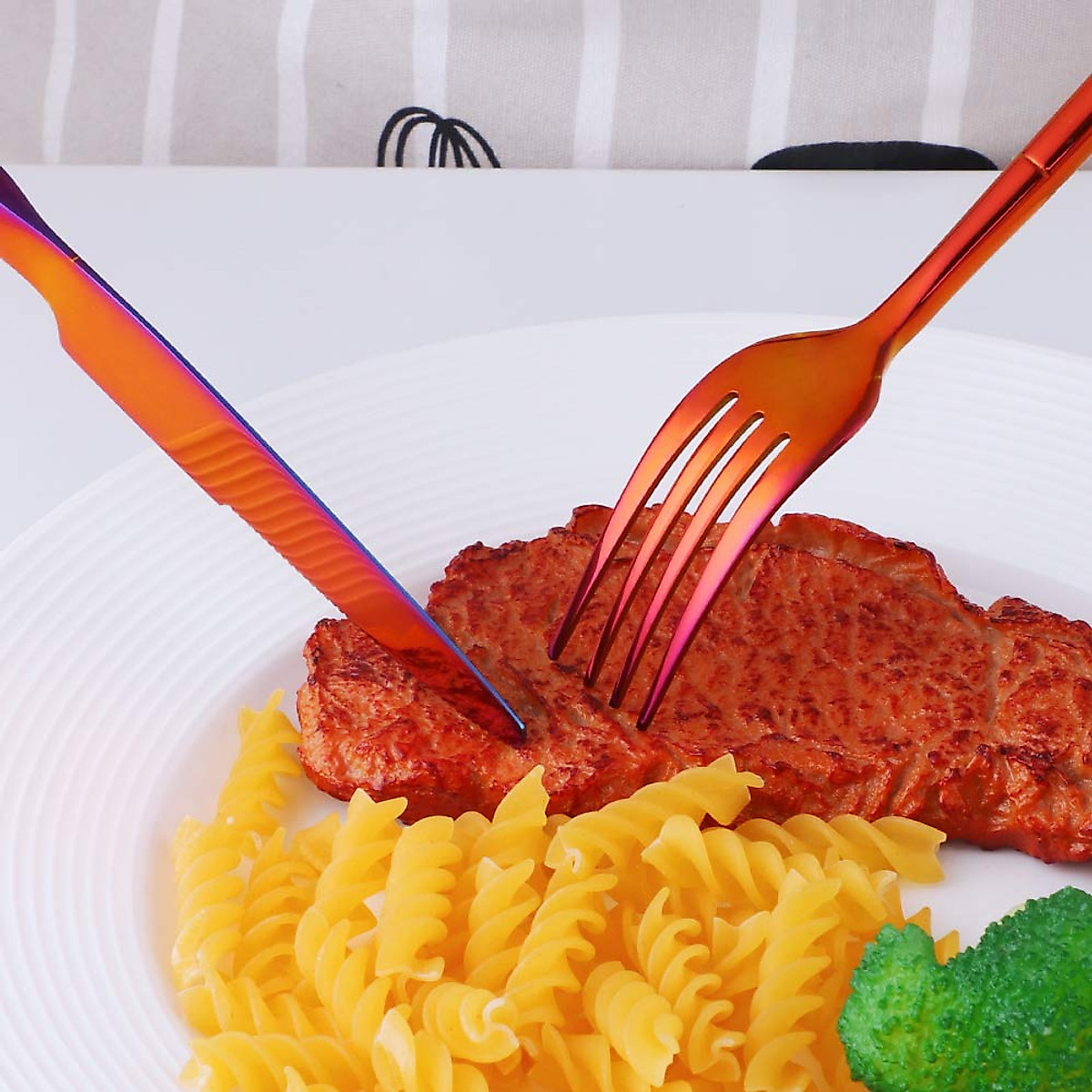 Buyer Star 20-Piece Silverware Set, Orange Flatware Cutlery Set, Stainless Steel 18/10 Utensil Forks Spoons Knives Set Service for 5 with Gift Box, Mirror Polished, Dishwasher Safe