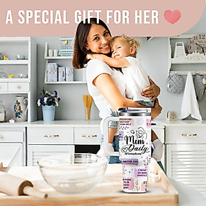 Mom Daily Affirmations Tumbler 40 OZ, New Mom Gift After Birth, First Time Moms to Be, Postpartum Cup for Birthday, Mother's Day, Christmas