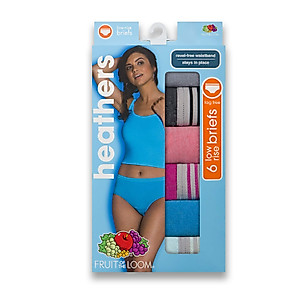 Fruit of the Loom Women's Eversoft Brief Underwear, Tag Free & Breathable, Available in Plus Size, Low Rise-Cotton Blend-6 Pack-Colors May Vary, 7