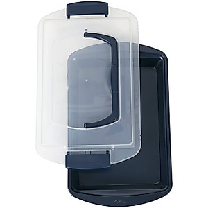 Wilton Non-Stick Diamond-Infused Navy Blue Oblong Baking Pan with Cover, 9 x 13-inch