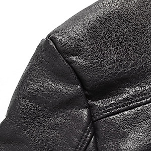 Hatop Men's Winter Fleece Jacket Sherpa Lined Faux Leather Jacket Warm Outwear Coat with Fur Collar, Black, 3X-Large