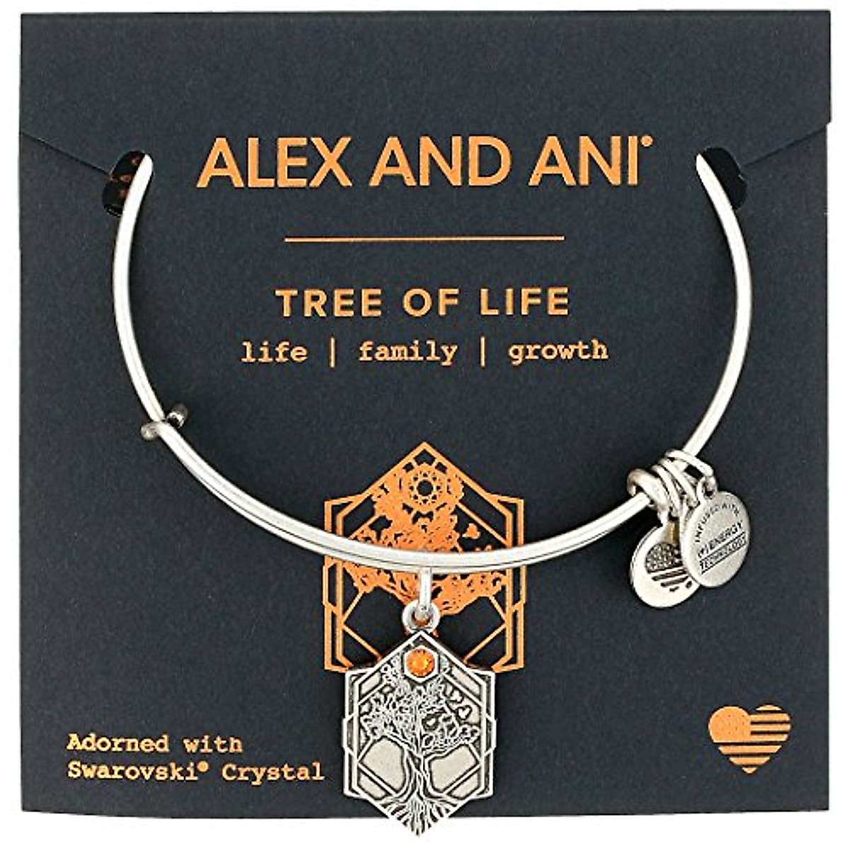 Alex and Ani Path of Symbols Expandable Bangle for Women, Tree of Life Charm, Rafaelian Silver Finish, 2 to 3.5 in