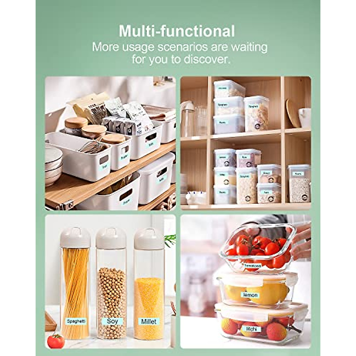 POLONO Thermal Label Maker Tape Replacement Compatible with D30, P10 E1, L1, Q1 Label Printer, Not for POLONO P31S, 15mmx40mm/0.5x1.57inch, 180 Labels/Roll, P10 Thermal Printing Label Paper (Green）