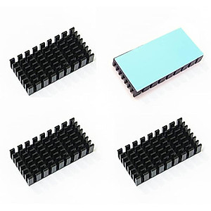 Easycargo 4pcs 50mm Heatsink 50x25x10mm + pre Applied 8810 Thermal Conductive Tape, Cooling Aluminum Heatsink for Cooling Raspberry Pi, M.2 SSD NVMe mSATA Mini-SATA (4pcs 50mmx25mmx10mm)