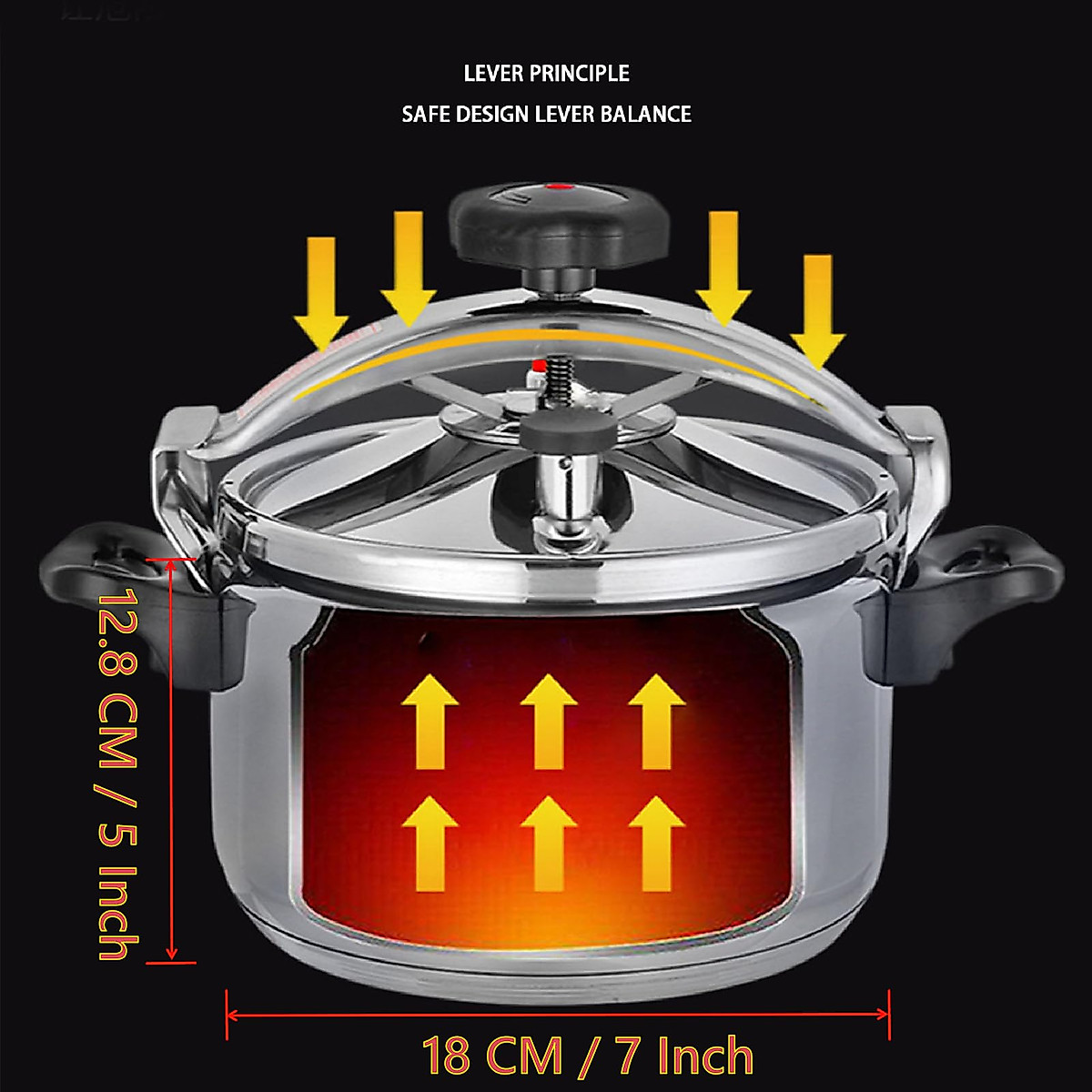 Aluminum Pressure Cooker, 3L/4L/5L Large Capacity Pressure Cooker for Gas Stove Induction Cooker, Explosion Proof Pressure Canner with Easy Lock Lid, Fast Cooking Cookware (3L-18CM Bottom)