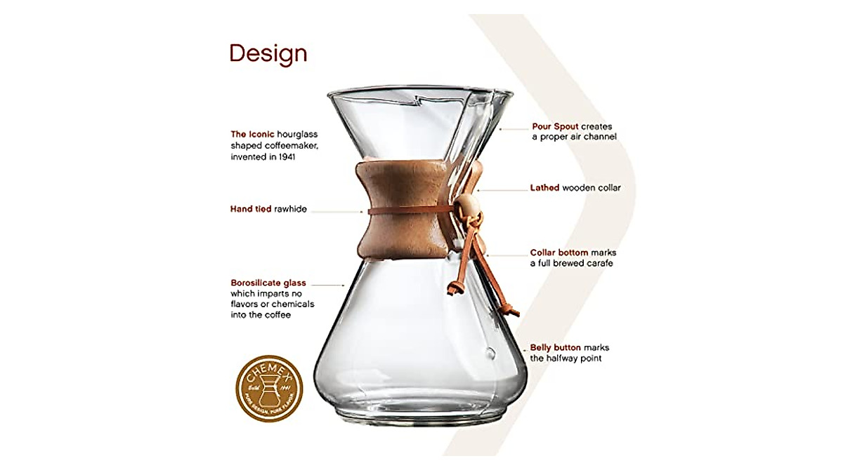 Chemex Classic Series 10-Cup Pour-Over Coffee Maker | Pure Flavor