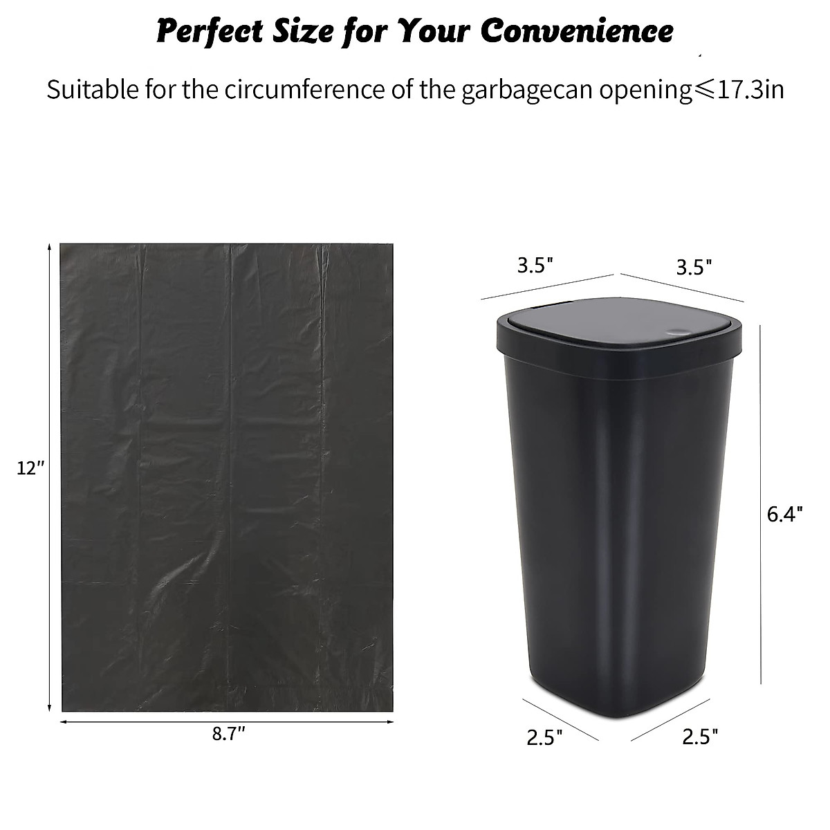Mini Trash Bag, 10Rolls/200 Counts Strong Garbage bag for Car Trash Can/Small Sized Waste Bin/Desktop Trash Can, 0.5 gal Garbage Bags 12.0 * 8.7 inches, fit 2 Liter or less Trash Can