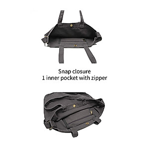 Jeelow Washed Canvas Tote Handbag Shoulder Bag Purse Crossbody With Pockets For Men & Women