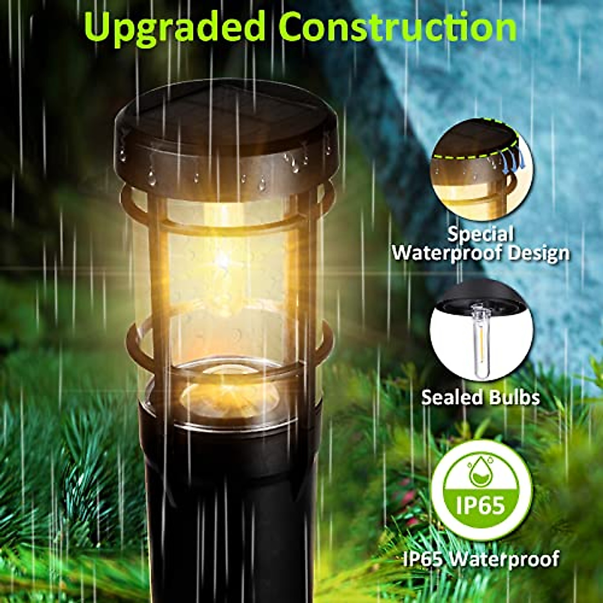 HAARAY Solar Pathway Lights Outdoor Waterproof, Solar Powered Landscape Path Lights with 2 Brightness Modes, Auto On/Off Solar Garden Lights for Yard, Lawn, Walkway, Driveway, Warm White, 2 Pack