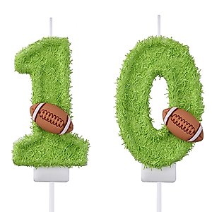 VSHILI 10 Birthday Candles, 10th Cake Candles, Green Happy Birthday Number 10 Candles Cake Topper Decorations for Party Kids Boys Girls