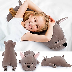 Auspicious beginning 30'' Giant French Bulldog Plush Stuffed Animal- French Bulldog Dog Plush Pillow Plushies, Large Sleeping French Bulldog Large Plushie Toy, Birthday Gifts for Kids Girls Boys