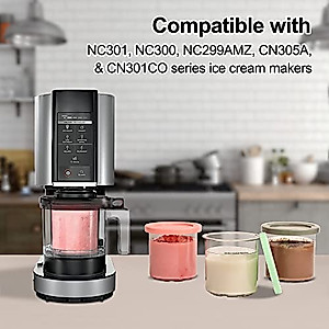 ZYHOONE Ice Cream Containers Compatible with NC301 NC300 NC299AMZ Series Ice Cream Maker,Replacement for Ninja Creami Pints and Lids,with 2 Scoops,Dishwasher Safe Green/Blue