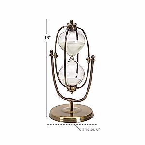 Deco 79 Glass Timer with Rotating Stand, 13" x 6" x 6", Brass