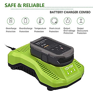 2Pack 3.0Ah Replacement for Ryobi 18V Battery and Charger Combo, Compatible with Ryobi ONE+ 18 Volt Battery and Charger P102 P103 P104 P105 P107 P108 P109 P190 P191 P122 Tools