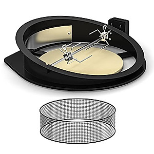 Skyflame 2 in 1 Black Coated Steel Rotisserie Kit with Pizza Ring Compatible with 22 1/2" Weber Kettle Grills - Including Roticery Motor, Spit Rod, Pizza Stone, Pizza Ring