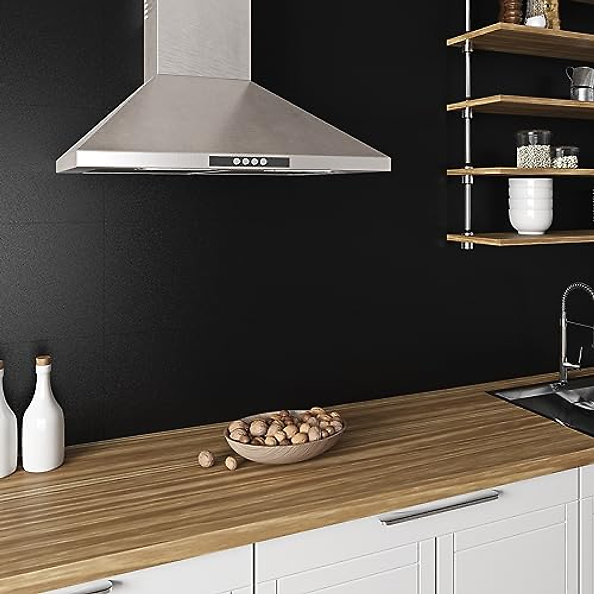 Livelynine 12-Tiles Waterproof Peel and Stick Floor Tile Bathroom Black 24X12" Peel & Stick Tile Flooring Self Adhesive Vinyl Floor Tiles Peel and Stick Kitchen Laminate Flooring Stick on Backsplash