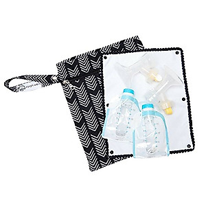 Sarah Wells Pumparoo Wet/Dry Bag for Breast Pump Parts (Black & White)