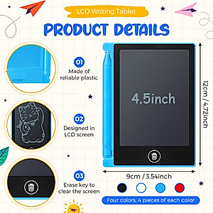 Nezyo 16 Pieces 4.5 Inch Mini LCD Writing Tablet Electronic Doodle Board for Colorful Drawing Tablet Erasable Writing Pad Reusable Learning Gift for Girls Boys (Mix Colors)