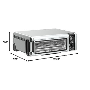 Ninja SP101 Digital Air Fry Countertop Oven with 8-in-1 Functionality, Flip Up & Away Capability for Storage Space, with Air Fry Basket, Wire Rack & Crumb Tray, Silver
