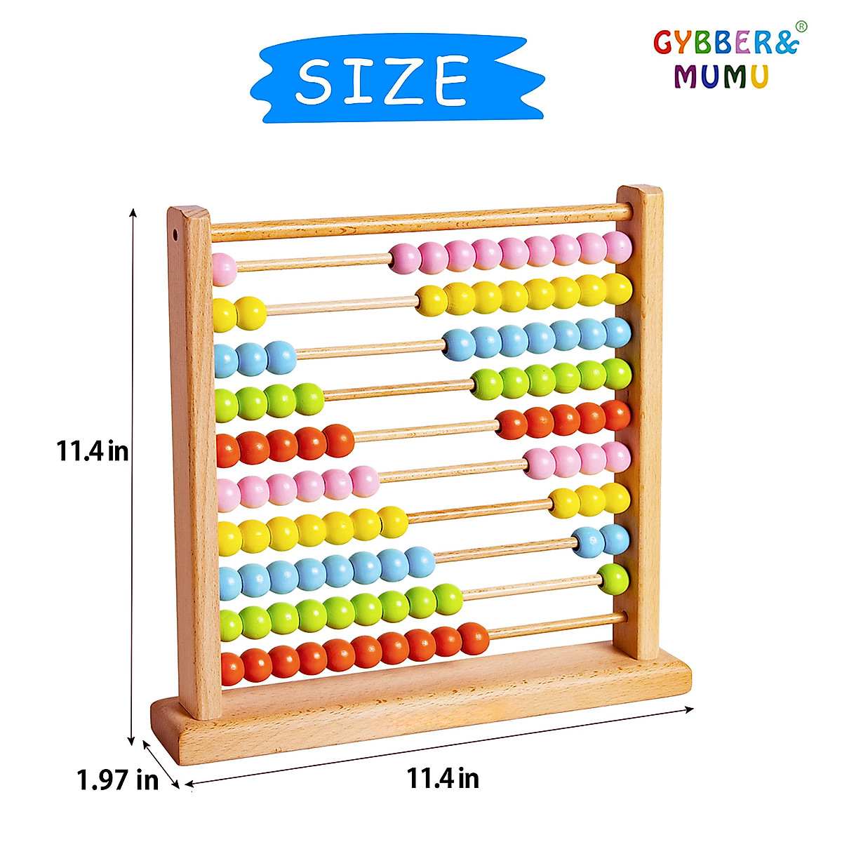 GYBBER&MUMU Wooden Counting Number Maths Learning Abacus Educational Toy, Multicolor