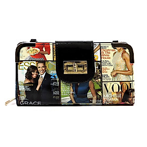 Glossy magazine cover collage cross body handbags purses clutches and wallets Michelle Obama bags (Wallet 5)