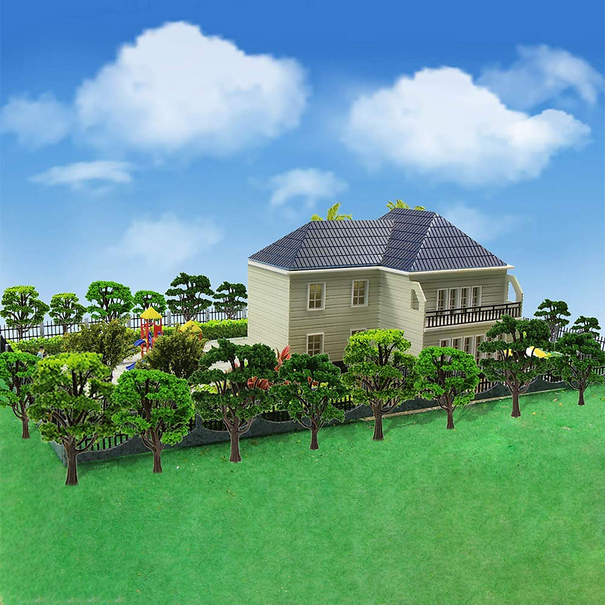 Evemodel S0601 16pcs Model Road Trees Train Railways Architecture Landscape Scenery O Scale 1:50 Green Dark Green Light Green