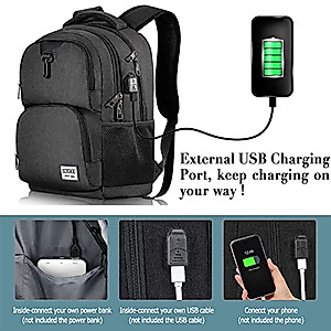 Backpack for Men, Travel Laptop Backpack for College, Computer Bag with USB Charging Port Fits 15.6 Inch Laptop, Water Resistant Durable Bookbag, Business Anti Theft Back Pack Gifts, Black