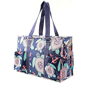 N Gil All Purpose Organizer Medium Utility Tote Bag (Sea Turtle Navy Blue)