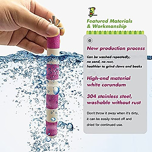 Duckiimo Bird Parrot Grinding Perch Stand, New Material Process Stone Not Drop Sand to Trim Nails and Beak with 304 Stainless Durable Toy for Cage Accessories., White Pink, White Gray (DKM220602)