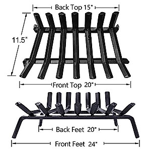 Amagabeli Firewood Rack with Cover Outdoor Black 8ft Bundle Amagabeli Fireplace Log Grate 24 inchBlack24in