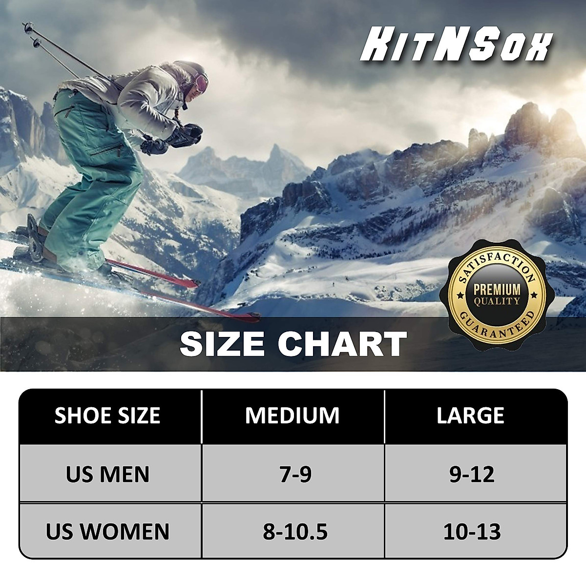 KitNSox Thermal Heat Socks for Men, Crew Heated Insulated Thick Warm Fuzzy Hiker Boot Socks for Hiking Hunting Backpacking,Large, 2 Pairs Black & Deep Gray