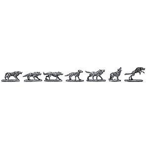 IRON WIND METALS 7 Piece Wolf Pack Set - 100% Lead-Free Pewter - Classic Fantasy Miniatures for 28mm Table Top Games - Made in USA - RAL Partha Miniatures