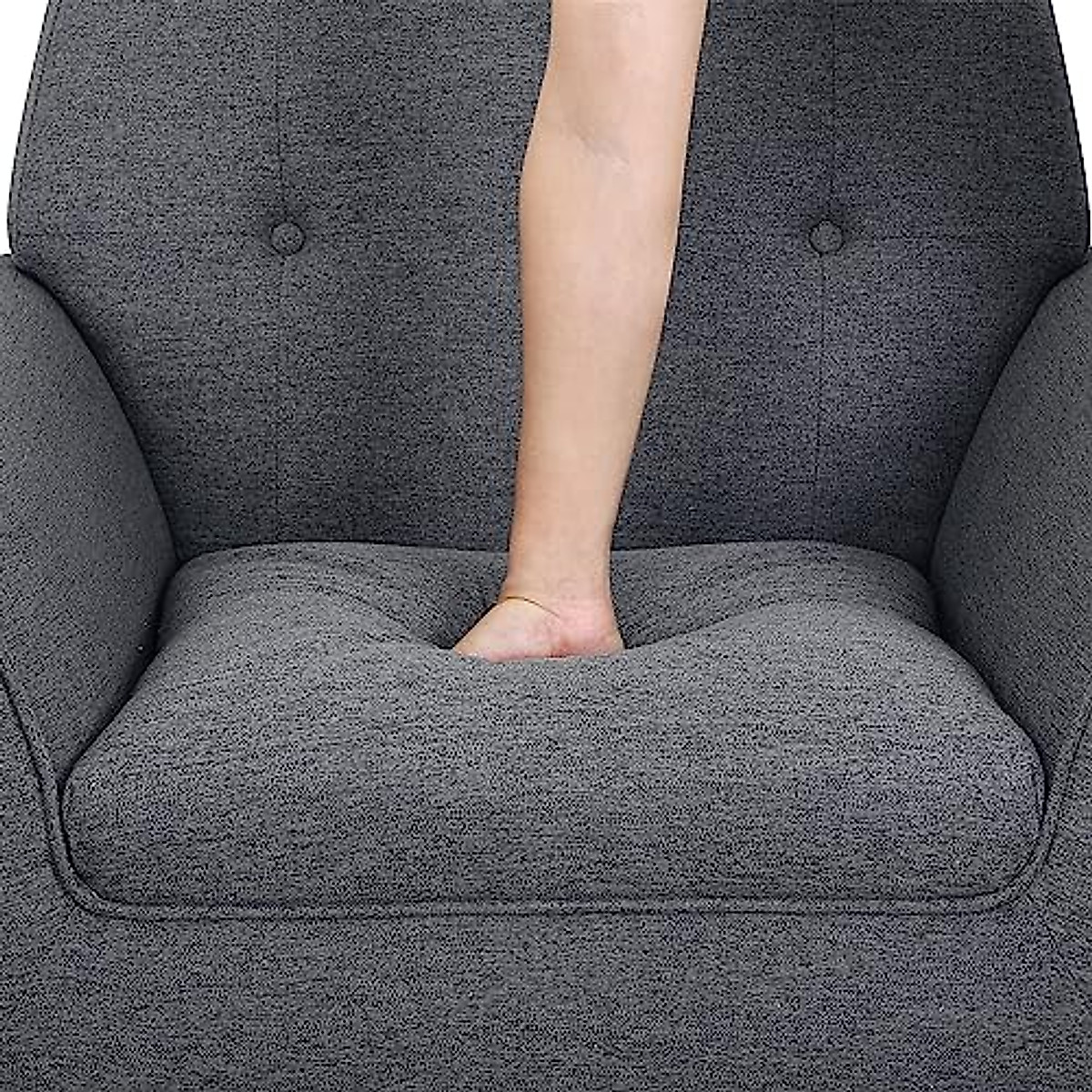 Ouchtek Living Room Accent Chairs Set of 2 Comfortable Linen Fabric Room Chairs Upholstered Reading Chair Mid-Century Modern Armchair for Bedroom Apartment Room Corner Anteroom, Gray