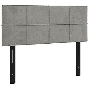 vidaXL Bed Frame, Box Spring Bed Single Platform Bed with Mattress, Bed Frame Mattress Foundation with Headboard for Bedroom, Light Gray Twin Velvet