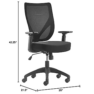 Serta Production Office Chair with Nylon Base, Adjustable Ergonomic Midback Lumbar Support, Breathable Mesh Back, Black