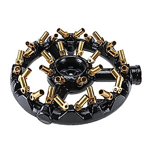 skyehomo Natural Gas Jet Burner for Chinese Wok Range, Grilling, Stir Fry | Bronze Round Nozzle Jet Burner Cast Iron with 32 Brass Tips - Up 160,000 BTU