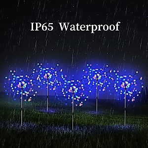 PXBNIUYA 5 Pack 600 LED Solar Garden Lights Outdoor Waterproof, Solar Starburst Sphere Light with Remote 8 Modes Firework Light, Solar Fairy Light for Pathway Patio Yard Lawn Walkway Décor (Colorful)