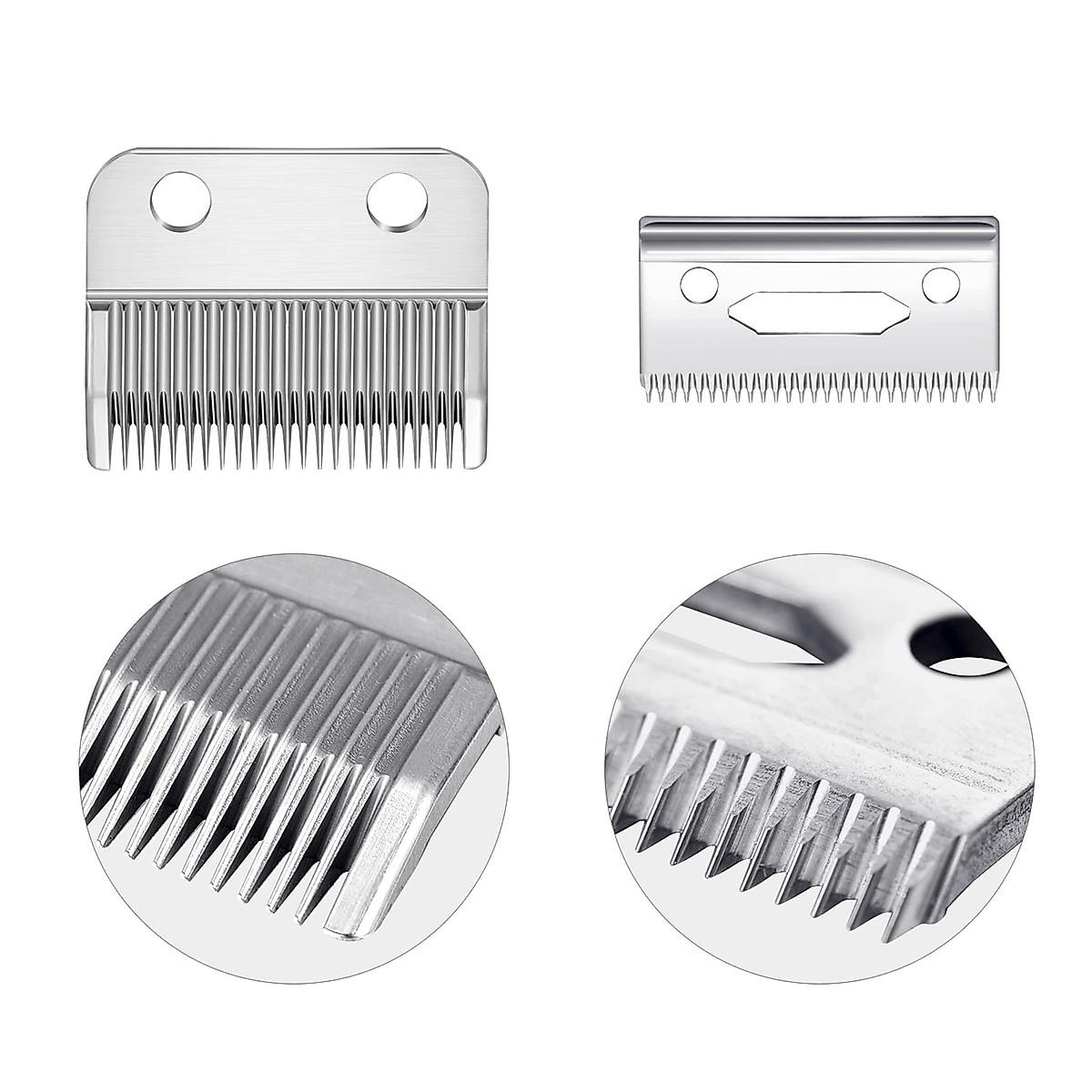 Mudder 2 Sets Professional Replacement Clipper Blades, 2 Holes Adjustable Hair Clippers Parts Blades, Hair Trimmer Replacement Blade for Barbers and Stylists (Silver)