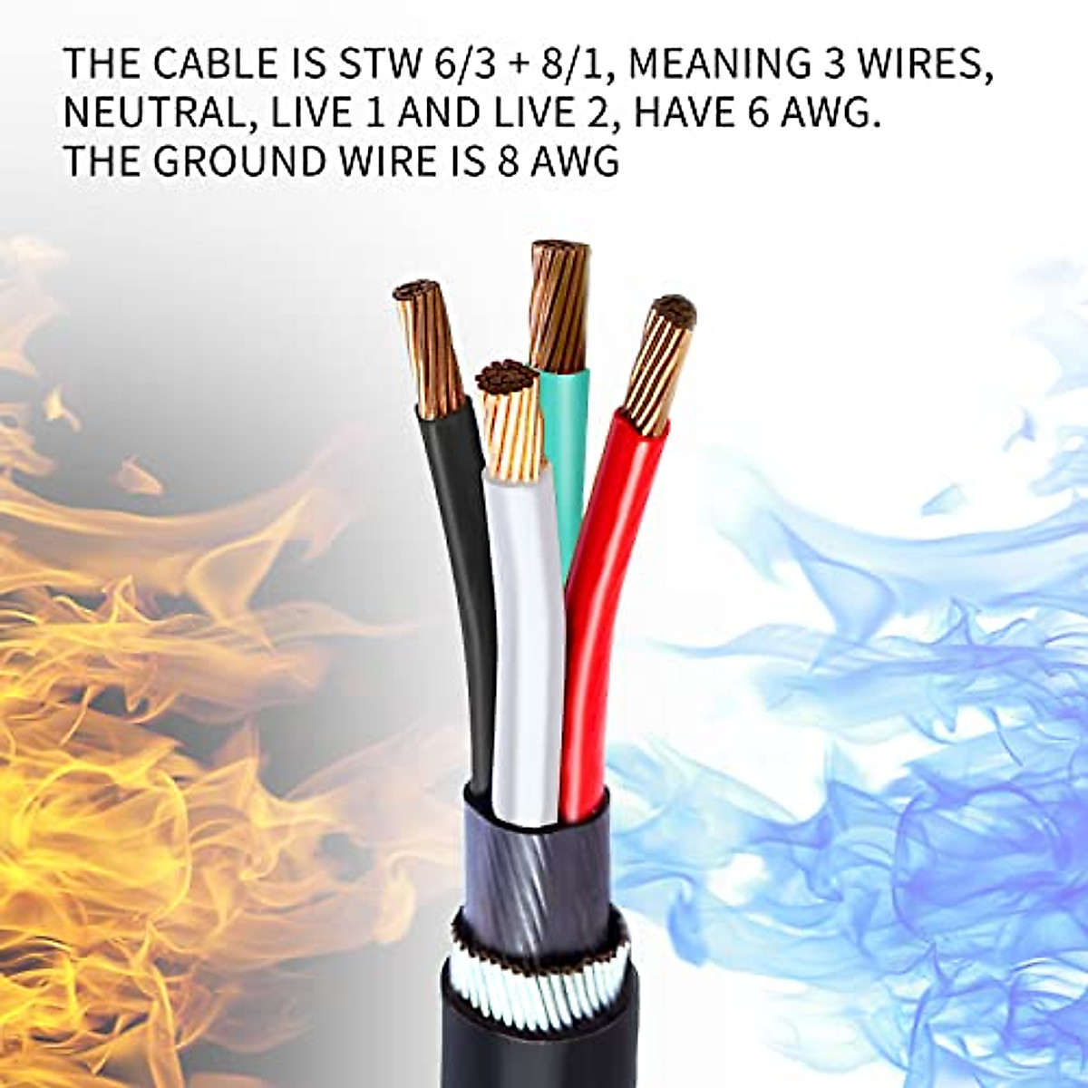 IHAYNER 50 Amp Generator Power Cord, 15 FT, Black Generator Extension Cord, 125V / 250V Generator Power Cord, NEMA 14-50P & SS2-50R & CS6364, Generator Cord, Twist Lock Connector