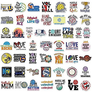 Volleyball Stickers 50PCS Sport Vinyl Stickers Waterproof for Laptop Water Bottles Volleyball helmet Scrapbook Luggage Sports Stickers Baseball Gifts Party Favors Baseball Stickers for Kids Teens Adults Boys Girls