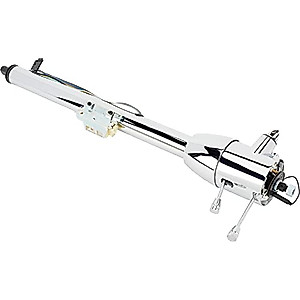 Universal GM Tilt Steering Column, 30" Chrome Finish, Floor Shift, 5-Position Tilt, Integrated Turn Signal & Hazard Switch, Compatible with '69-'94 GM Specs, Includes Ignition, Keys, & Billet Levers