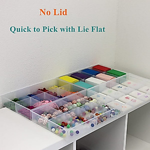 BangQiao 2 Pack Fixed 8 Grids Clear Plastic Organizer Sorting Tray and Transparent Storage Divider Box Container Case for Hardware, Craft, Sewing Kit, Office Supplies, Small Parts