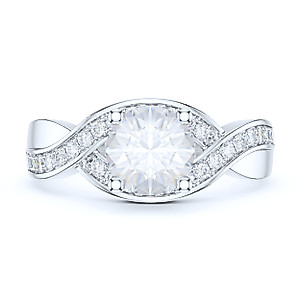 PRSTANI Sterling Silver Twisted Infinite 1CT Simulated Round Brilliant Cut Diamond Promise Engagement Ring (9)