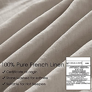 HYPREST Linen Duvet Cover King Size, 100% French Flax Linen Bedding Duvet Covers Soft Breathable Cooling Farmhouse Style with Zipper, Moisture-Absorbing & Durable